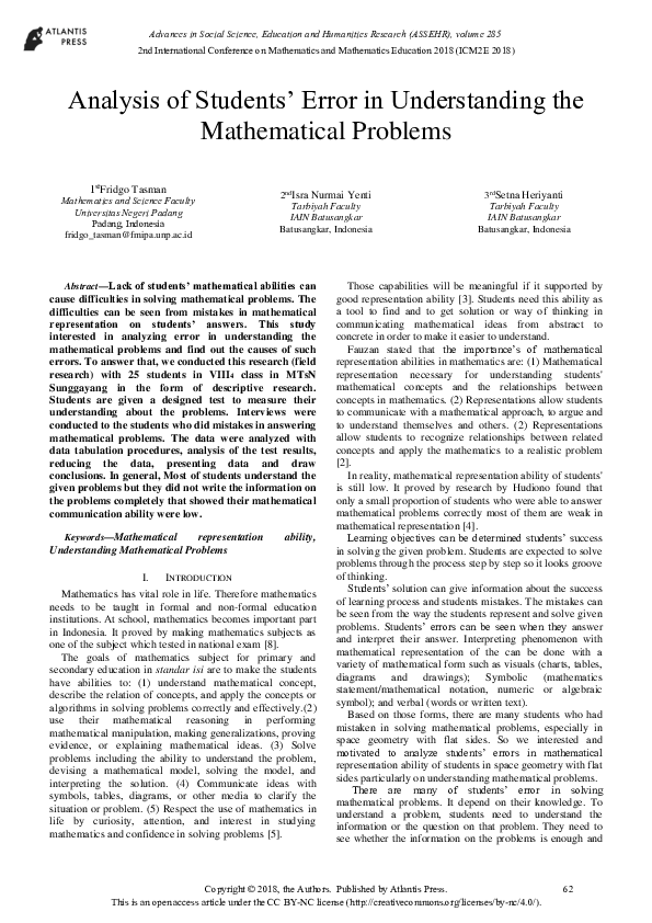 (PDF) Analysis of Students’ Error in Understanding the Mathematical ...