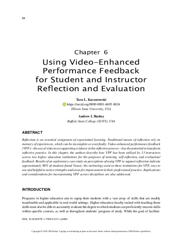 (PDF) Using Video-Enhanced Performance Feedback for Student and ...