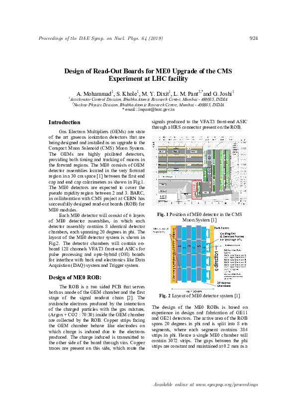 (PDF) Design of Read-Out Boards for ME0 Upgrade of the CMS Experiment ...
