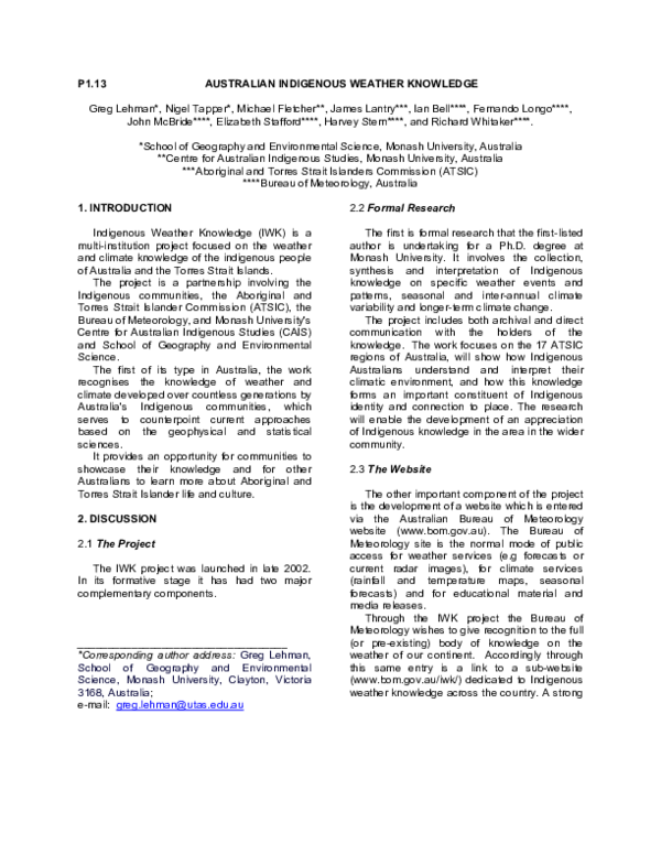 (PDF) Australian indigenous weather knowledge