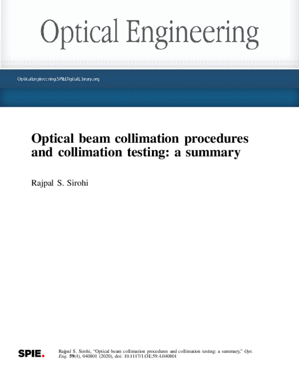 (PDF) Optical beam collimation procedures and collimation testing: a ...