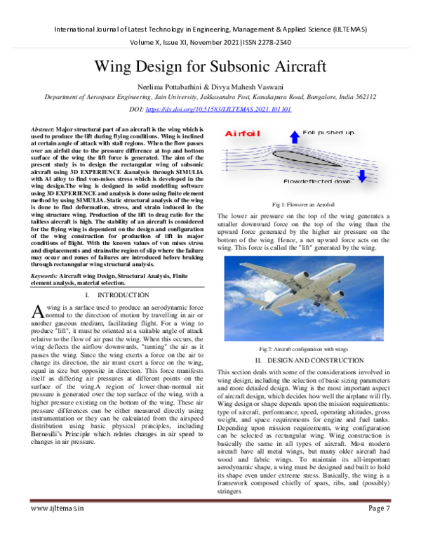 (PDF) Wing Design for Subsonic Aircraft