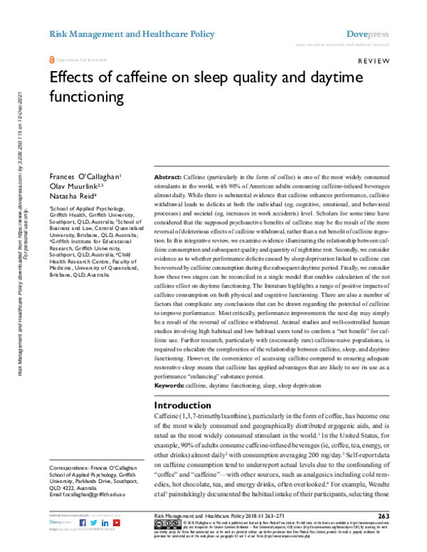 (PDF) Effects of caffeine on sleep quality and daytime functioning