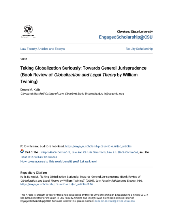 (PDF) Taking Globalization Seriously: Towards General Jurisprudence ...