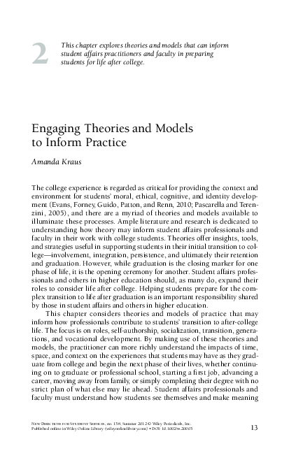 (PDF) Engaging theories and models to inform practice