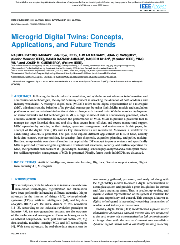 (PDF) Microgrid Digital Twins: Concepts, Applications, and Future Trends