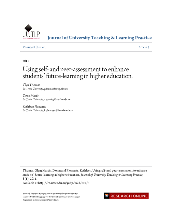 (PDF) Using self-and peer-assessment to enhance students' future ...