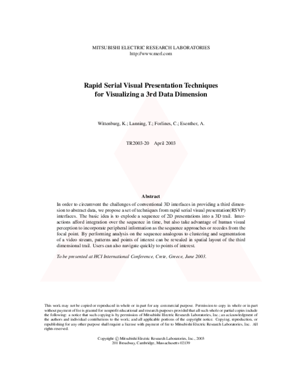 (PDF) Rapid serial visual presentation techniques for visualizing a ...