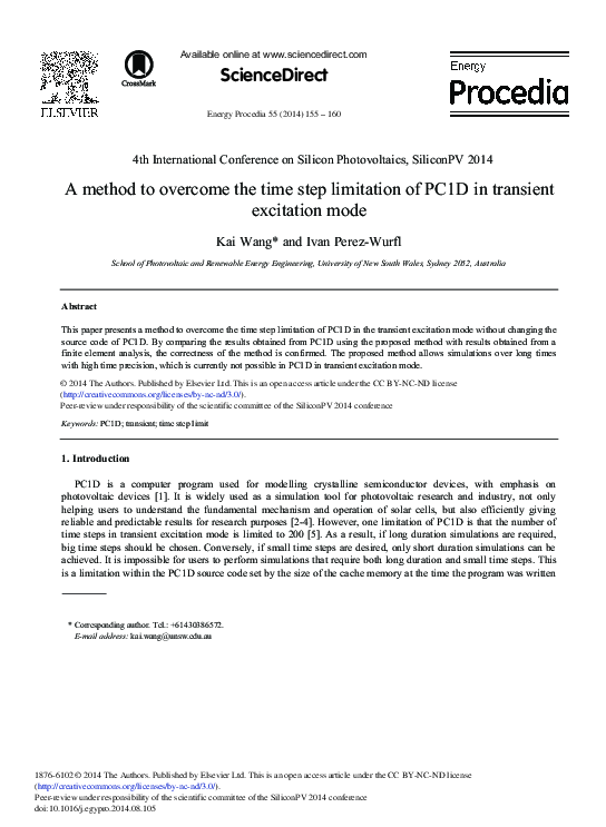 (PDF) A Method to Overcome the Time Step Limitation of PC1D in ...