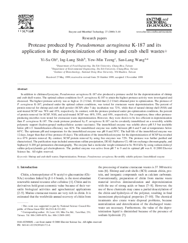 (PDF) Protease produced by Pseudomonas aeruginosa K-187 and its ...
