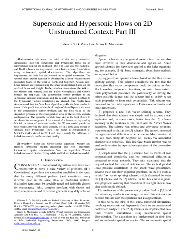 (PDF) Supersonic and Hypersonic Flows on 2D Unstructured Context: Part III