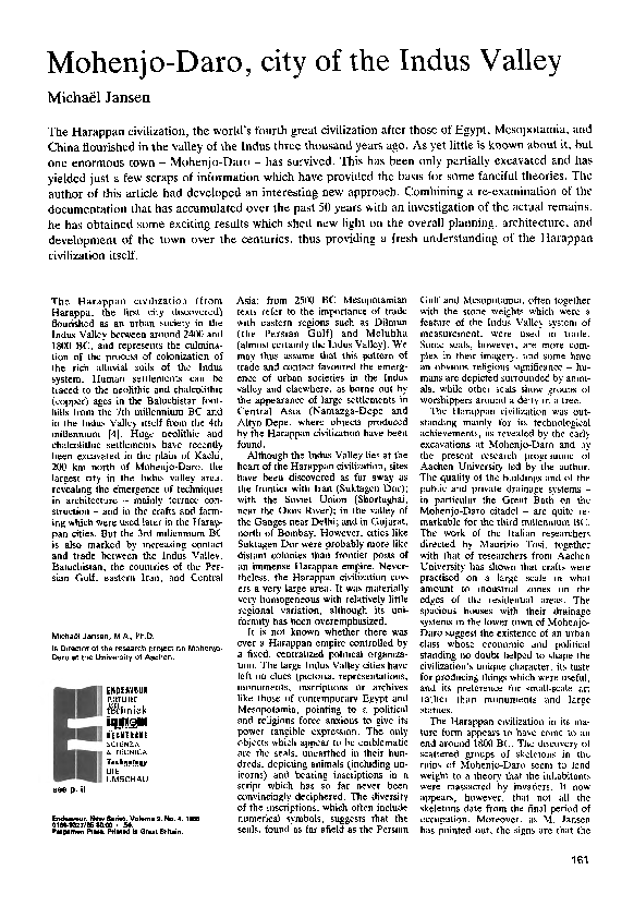 (PDF) Mohenjo-Daro, city of the Indus Valley