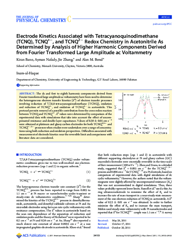 (PDF) Electrode Kinetics Associated with Tetracyanoquinodimethane (TCNQ ...