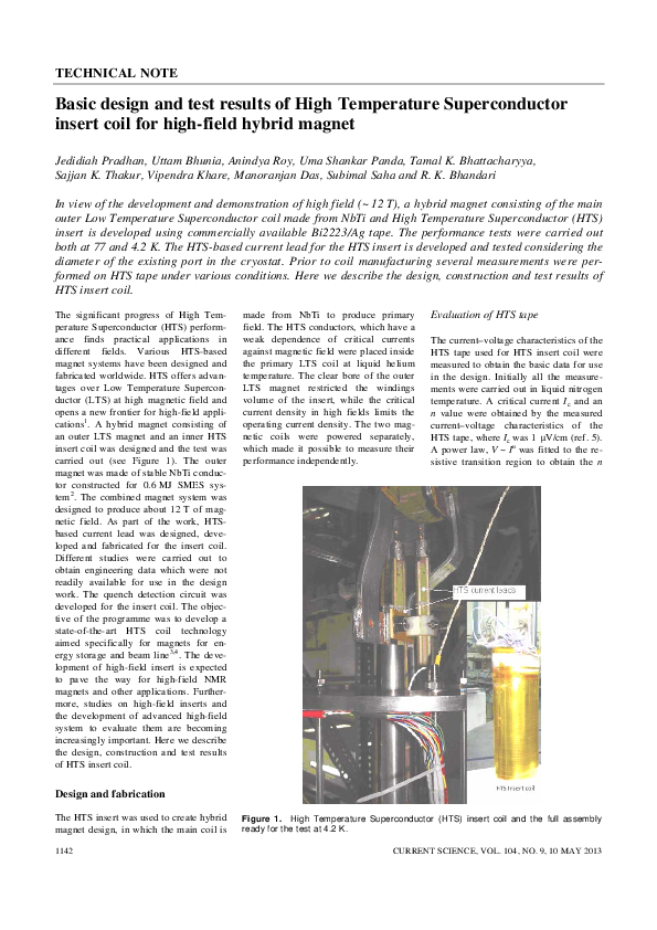 (PDF) Basic design and test results of High Temperature Superconductor ...