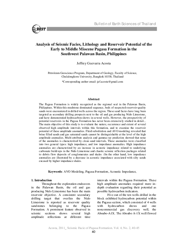(PDF) Analysis of Seismic Facies, Lithology and Reservoir Potential of ...