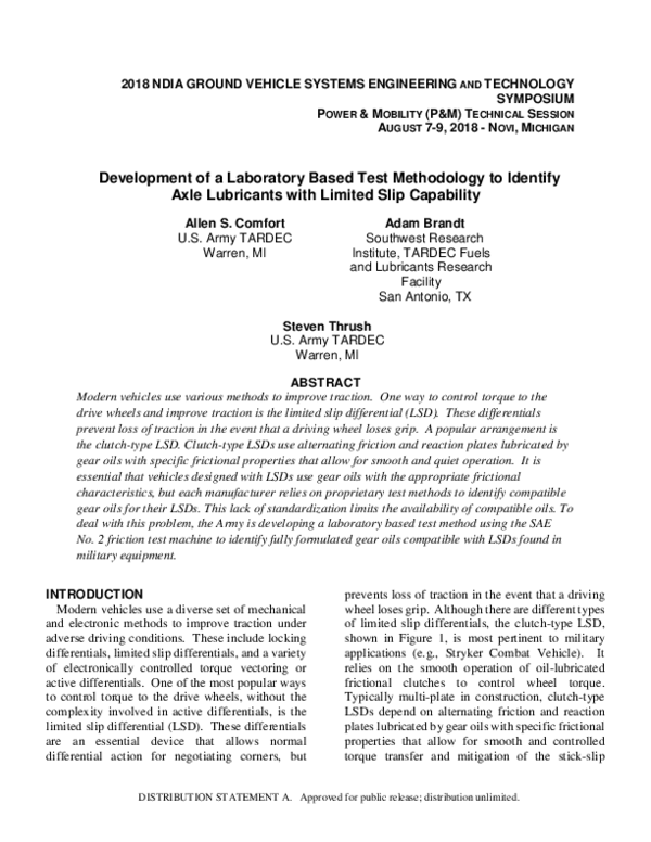 (PDF) Development of a Laboratory Based Test Methodology to Identify ...