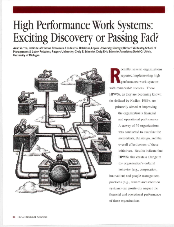 (PDF) High performance work systems: exciting discovery or passing fad?