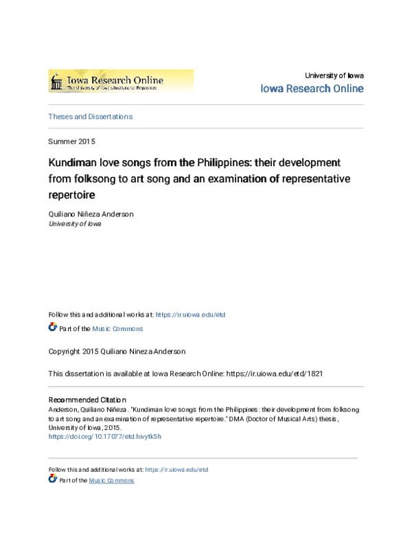 (PDF) Kundiman love songs from the Philippines
