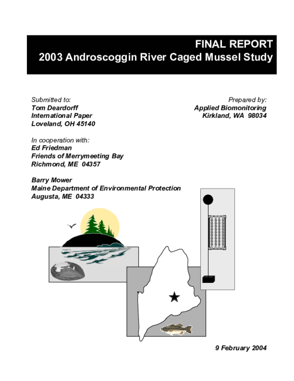 (PDF) FINAL REPORT 2003 Androscoggin River Caged Mussel Study