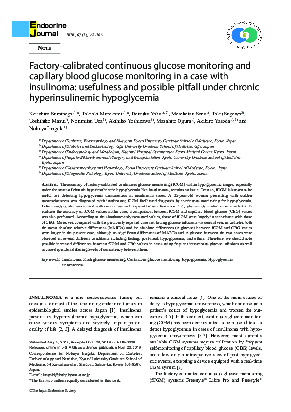 (PDF) Factory-calibrated continuous glucose monitoring and capillary blood glucose monitoring in ...