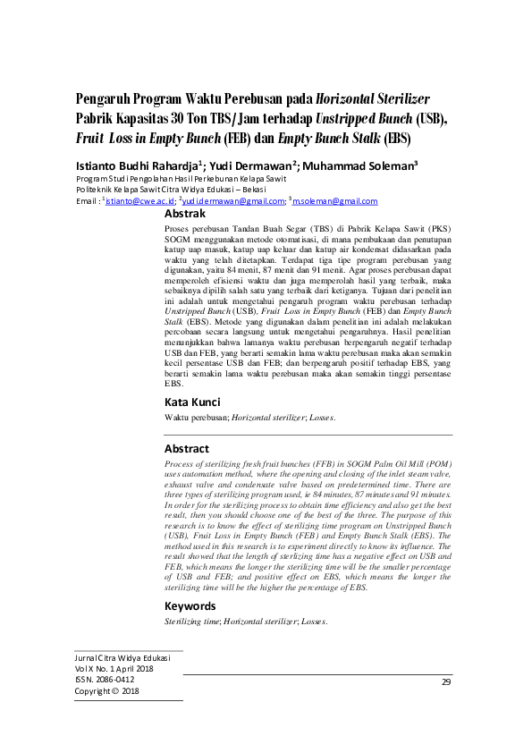 (PDF) Pengaruh Program Waktu Perebusan pada Horizontal Sterilizer ...