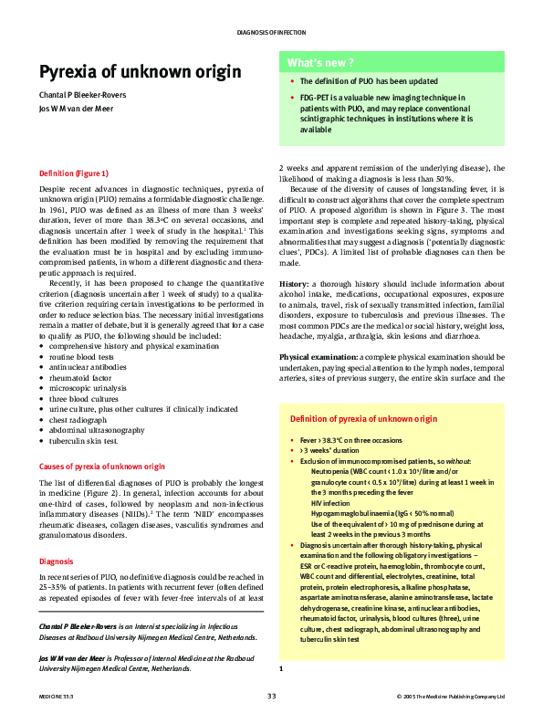 (PDF) Pyrexia of unknown origin