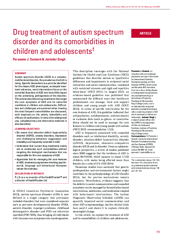 (PDF) Drug treatment of autism spectrum disorder and its comorbidities ...