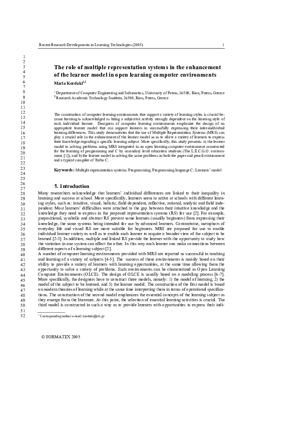 (PDF) The role of multiple representation systems in the enhancement of the learner model in ...