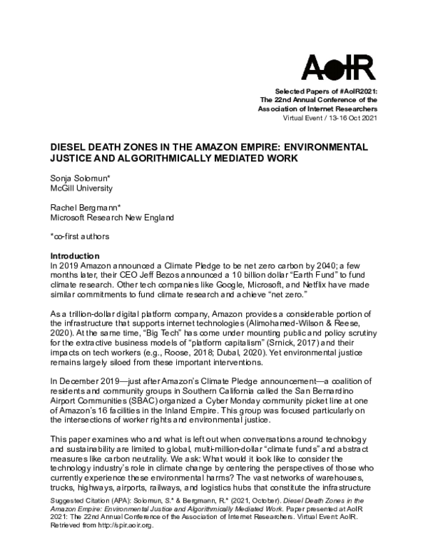 (PDF) Diesel Death Zones in the Amazon Empire: Environmental Justice in ...