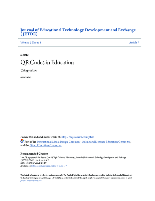 (PDF) QR Codes in Education