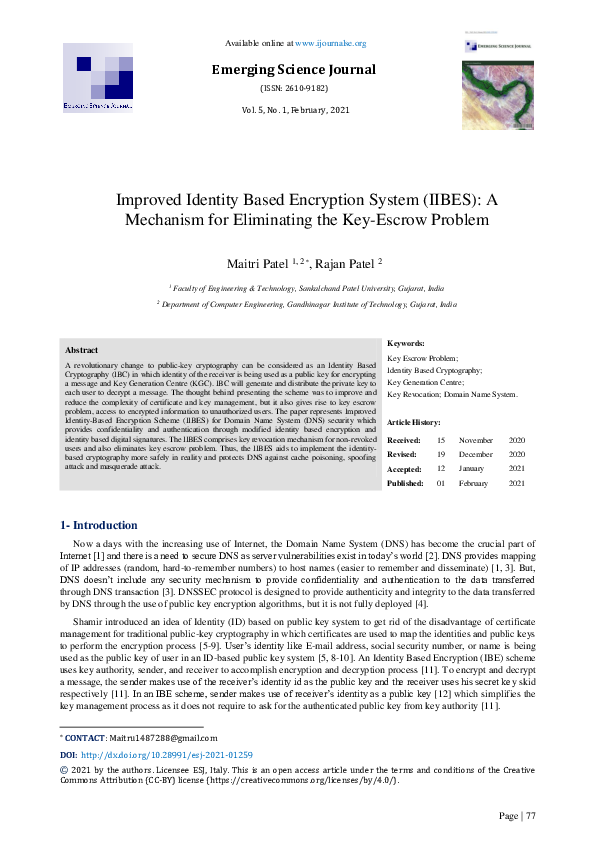 (PDF) Improved Identity Based Encryption System (IIBES): A Mechanism ...