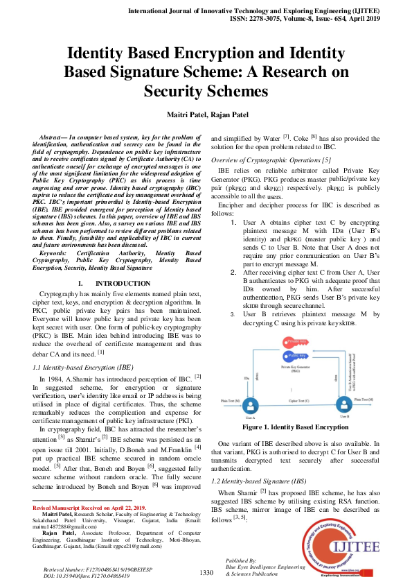 (PDF) Identity Based Encryption and Identity Based Signature Scheme : A ...