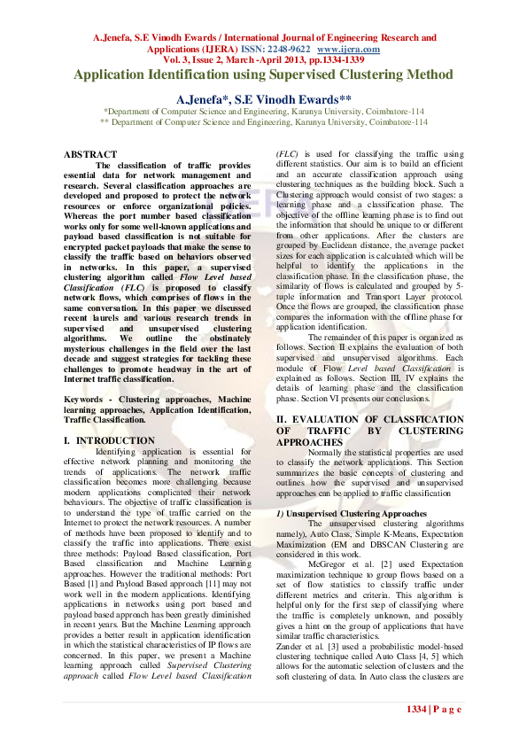 Pdf Application Identification Using Supervised Clustering Method