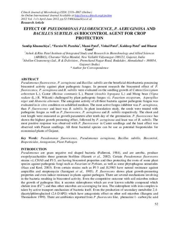 (PDF) Effect of Pseudomonas Fluorescence , P . Aeruginosa and Bacillus ...