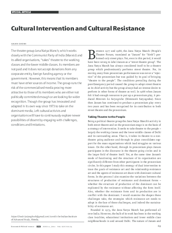 (PDF) Cultural Intervention and Cultural Resistance