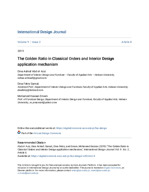 (PDF) The Golden Ratio in Classical Orders and Interior Design ...