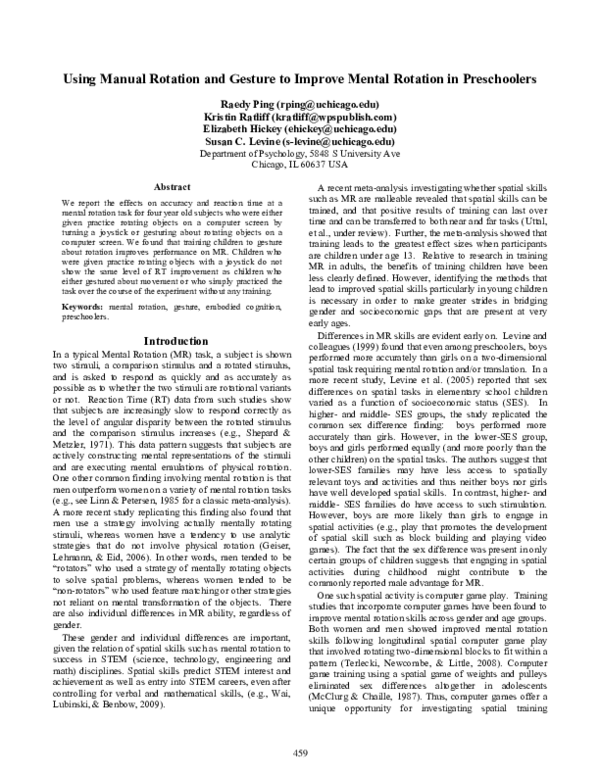 (PDF) Using manual rotation and gesture to improve mental rotation in ...