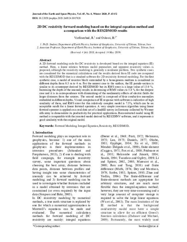 (PDF) 2D DC resistivity forward modeling based on the integral equation method and a comparison ...