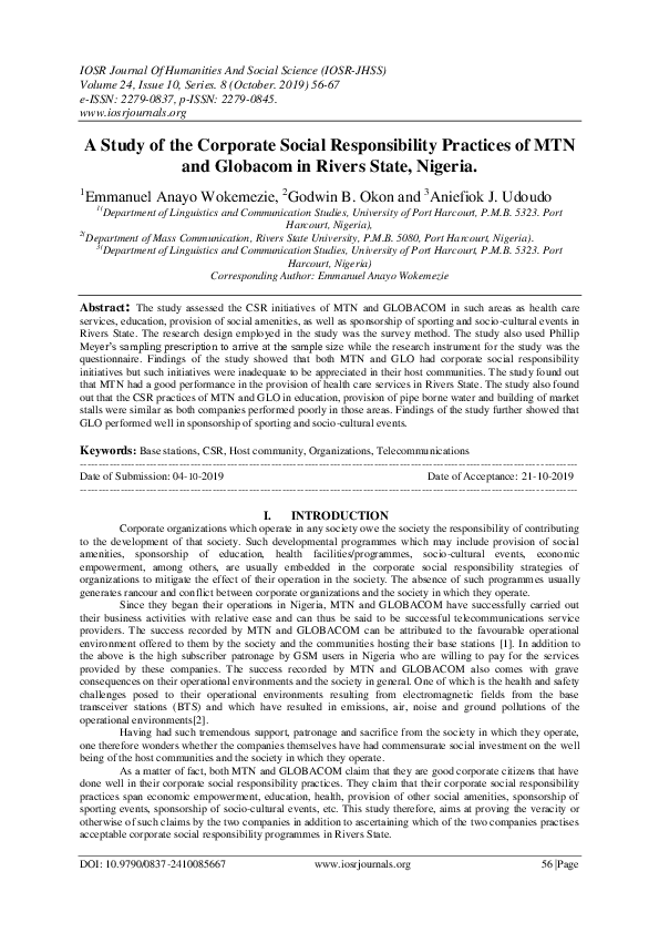 (PDF) A Study of the Corporate Social Responsibility Practices of MTN ...