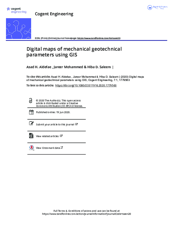 (PDF) Digital maps of mechanical geotechnical parameters using GIS