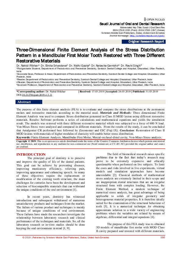 Pdf Three Dimensional Finite Element Analysis Of The Stress Distribution Pattern In A
