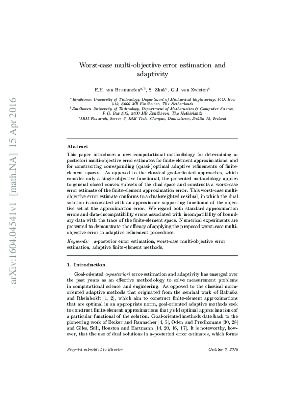 (PDF) Worst-case multi-objective error estimation and adaptivity