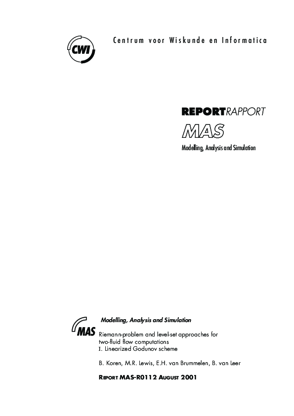 Pdf Riemann Problem And Level Set Approaches For Two Fluid Flow Computations I Linearized