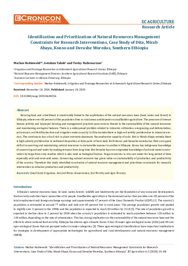 (PDF) Identification and Prioritization of Natural Resources Management ...