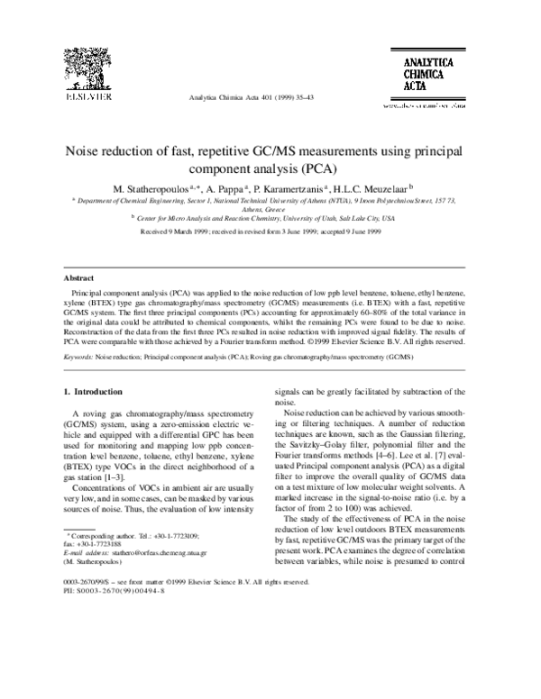 (PDF) Noise reduction of fast, repetitive GC/MS measurements using ...