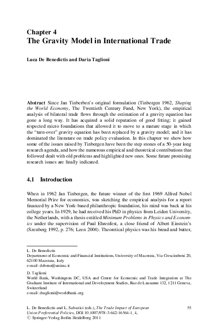 (PDF) Chapter 4 The Gravity Model in International Trade
