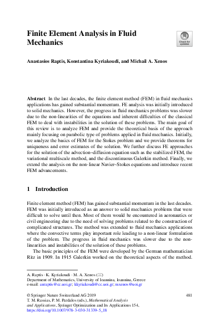 (PDF) Finite Element Analysis in Fluid Mechanics