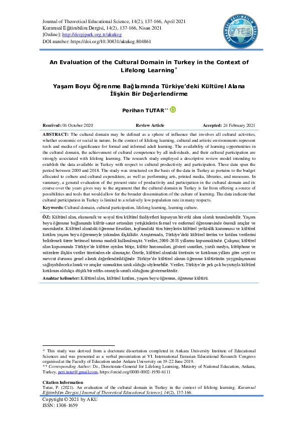 (PDF) An Evaluation of the Cultural Domain in Turkey in the Context of ...