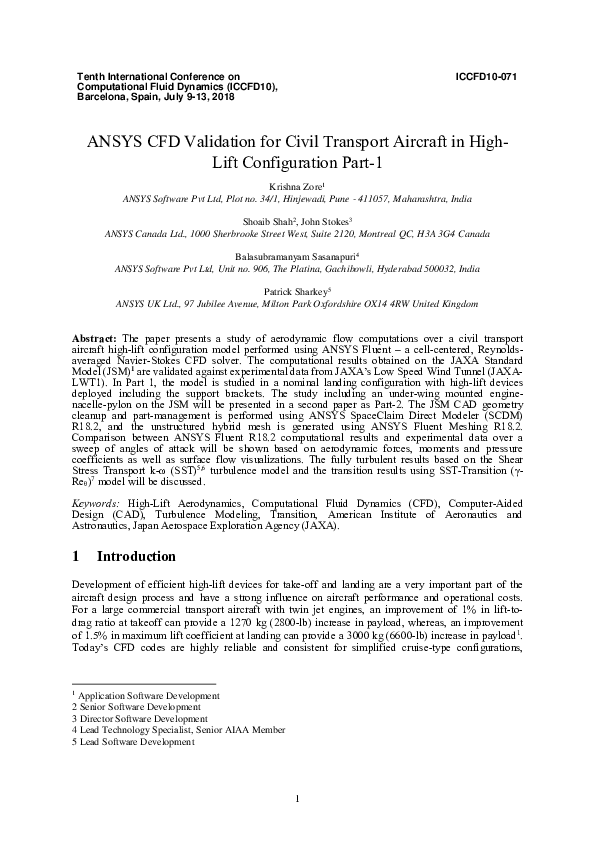 (PDF) CFD Validation for Civil Transport Aircraft in High-Lift ...