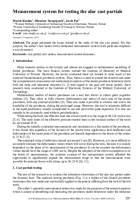 (PDF) Measurement system for testing the alar cast partials
